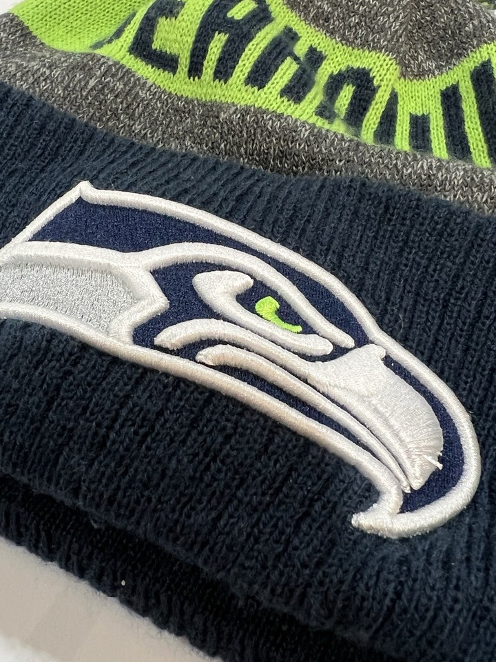Seattle Seahawks Lined Beanie. Players Sideline Sports Knit. Authentic ...