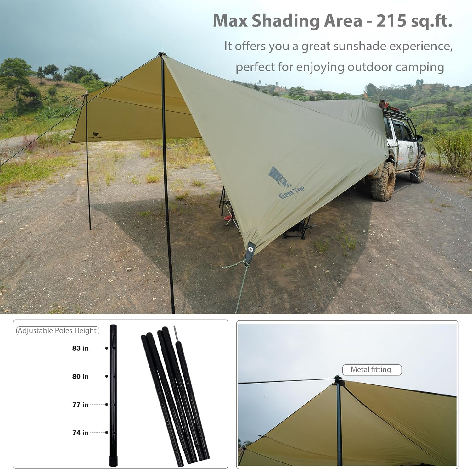 Large Car Awning Tarp for Camping Backpacking Tarp SUV Tailgate Truck ...