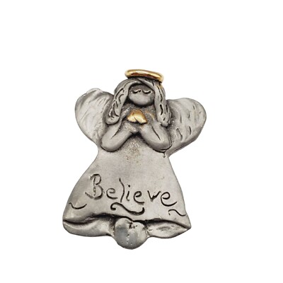 Kat's Creation Believe 2 tone angel brooch pin 2 1/8" tall | eBay