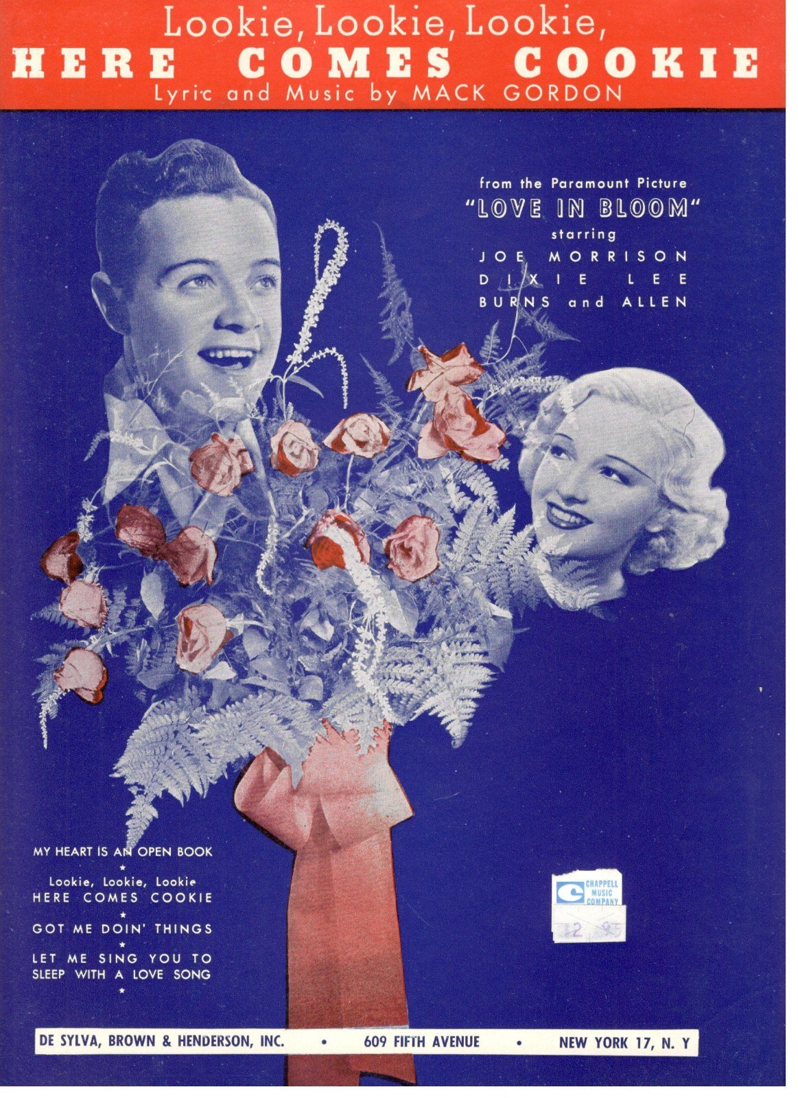 "LOOKIE, LOOKIE, LOOKIE, HERE COMES COOKIE" SHEET MUSIC-LOVE IN BLOOM ...