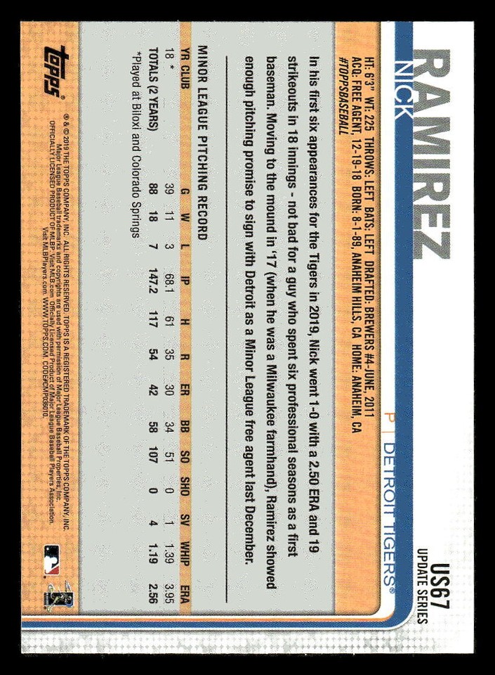 2019 Topps Update #US67 Nick Ramirez Extra 35% Off 4+ | eBay