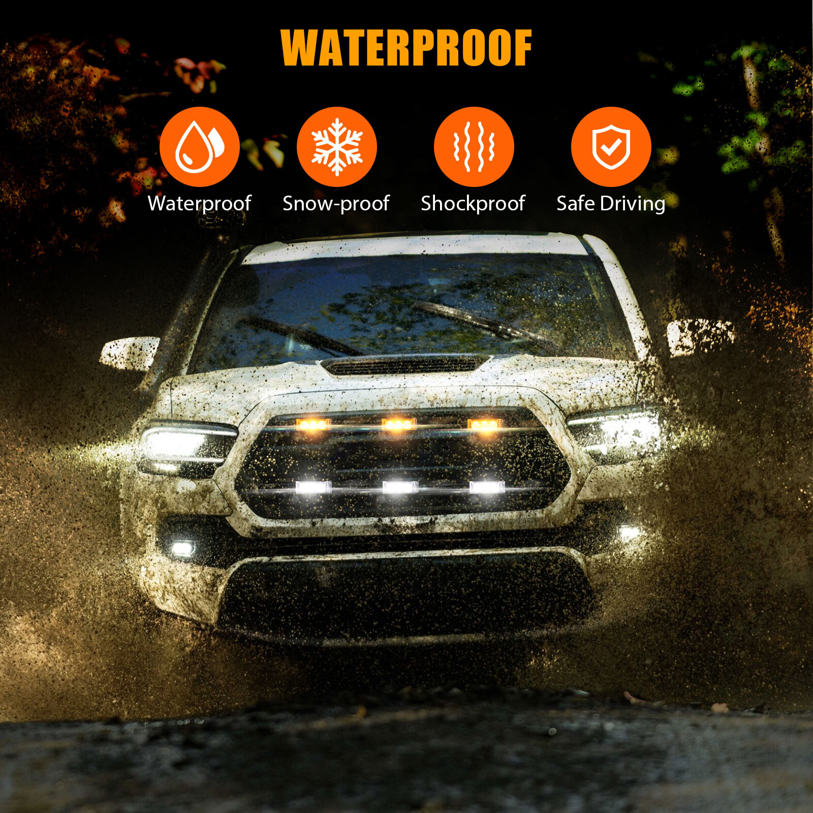 18 LED Car Truck Strobe Flashing Warning Light For Deck Dash Grille Amber/White | eBay