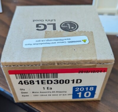 OEM LG 4681ED3001D - Dishwasher Diverter Motor, 120V. Genuine LG Part ...