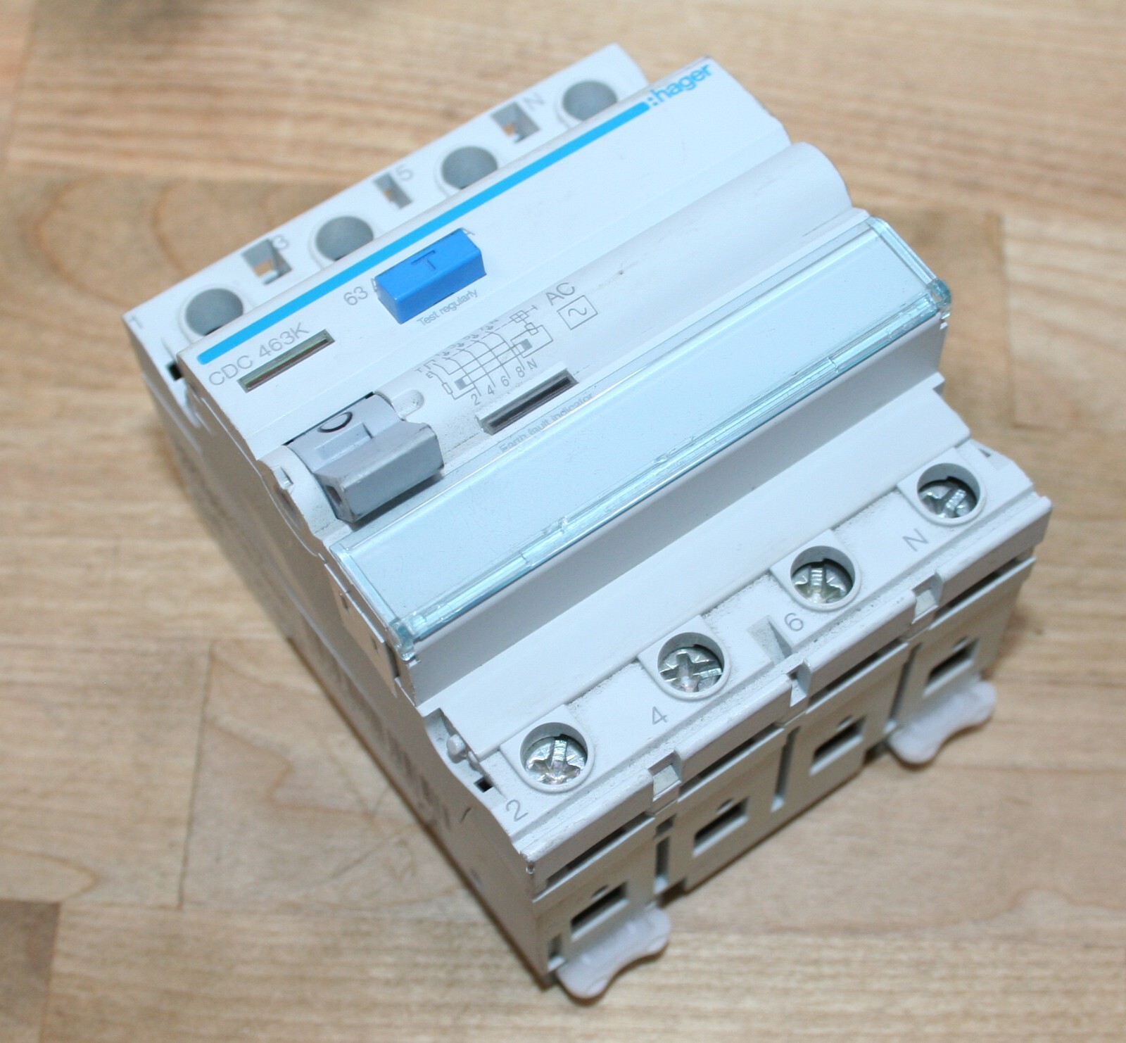 HAGER CDC463K 4030AC63A/BA4 (4 Pole, 63A) RCD Residual Current Device ...
