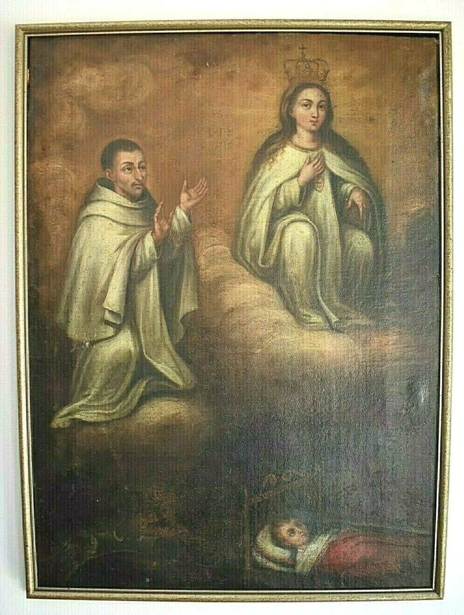 Spanish Colonial Religious Art Virgin Mary Santos, 18th Century, No.