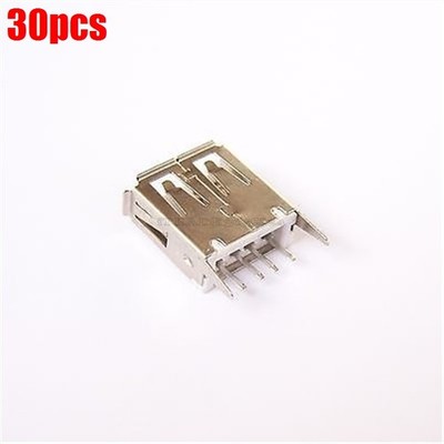 30Pcs Usb Connector 4 Pin Receptacle Female Vertical Mount Type A ...