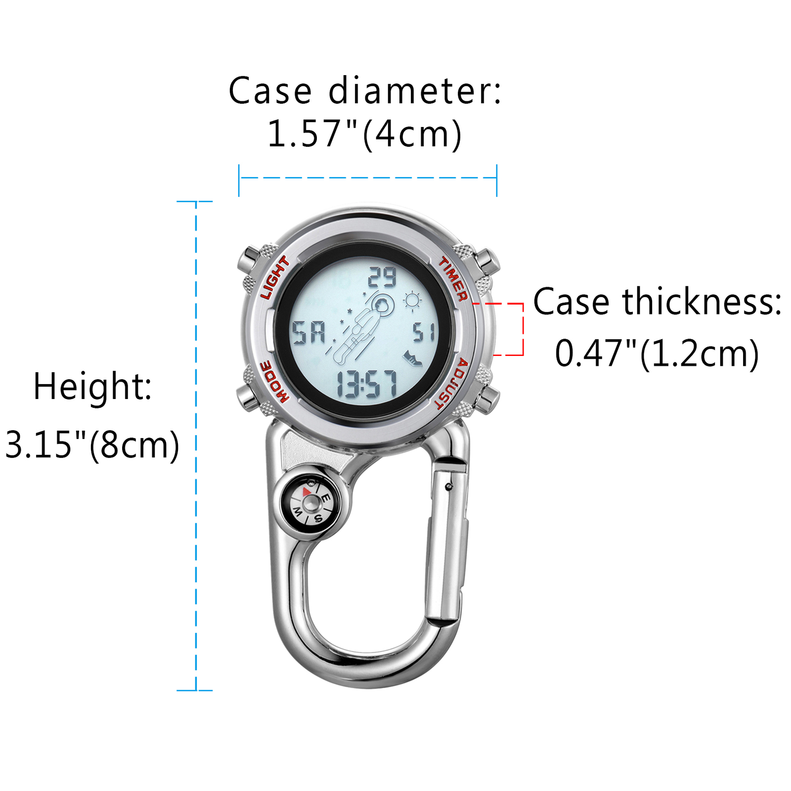 Outdoor Clip on Watch LED Display Digital Buckle Belt Mountain Sports ...