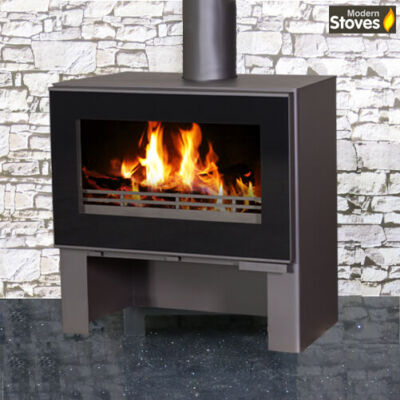 Wood Burning Stove Multi-Fuel Stove Contemporary Omega 14kw Rectangular ...