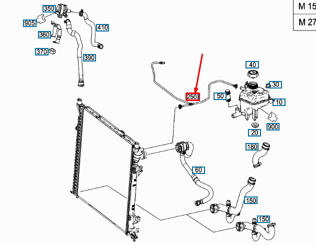 OEM Mercedes-Benz Ml W166 Overflow Vent Line A1665001591 Genuine for ...