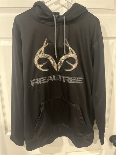 Men's Realtree Hoodie Sweatshirt XL Black Camouflage Deer Logo | eBay