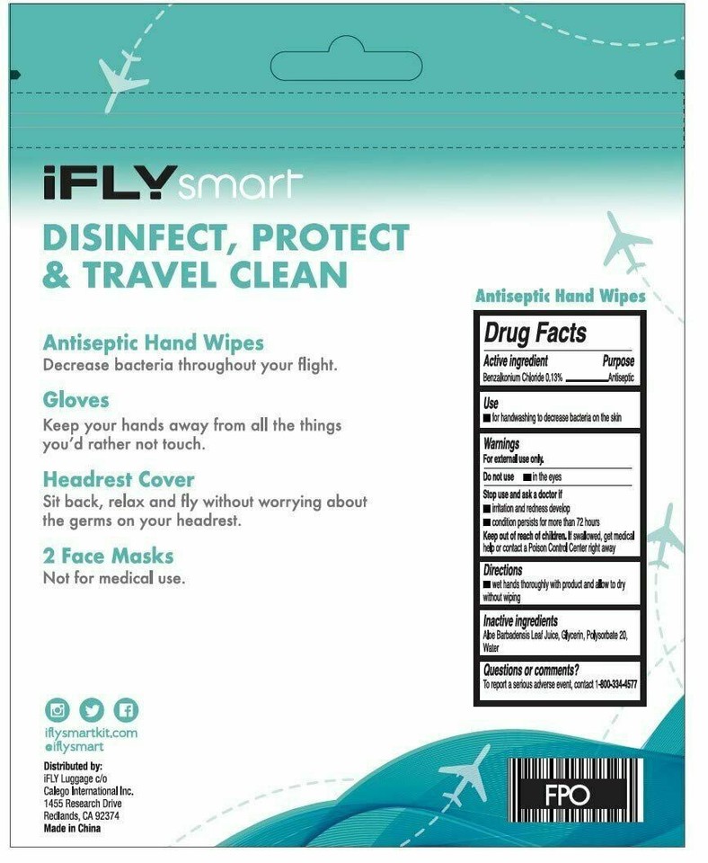 iFLY smart Fly Happy & Clean Travel Kit - Wipes + Gloves + headrest ...