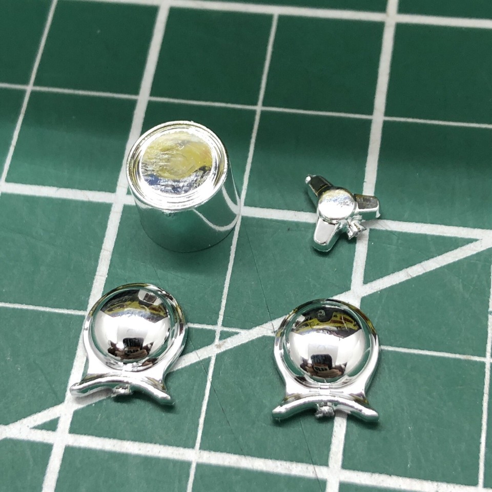 4pc Chrome Moon Drag Race Gasser Fuel Tank W TRI BAR Cap 1:25 LBR Model ...