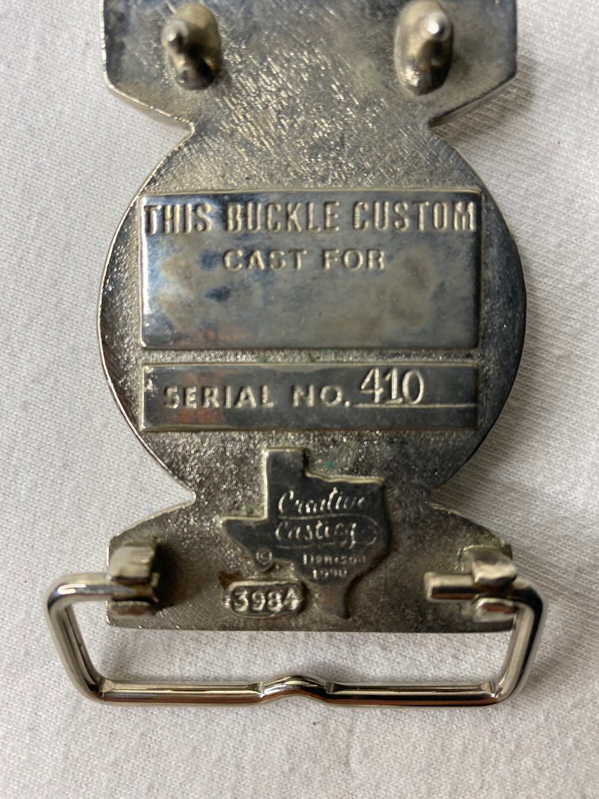 Vintage 1990 Creative Casting Custom Belt Buckle “OP”… - Gem