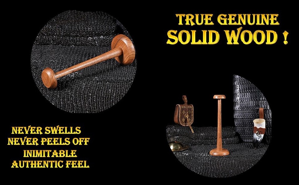 Wooden Helmet Stand for Medieval Head Armor Display Brown Wood Hat ...