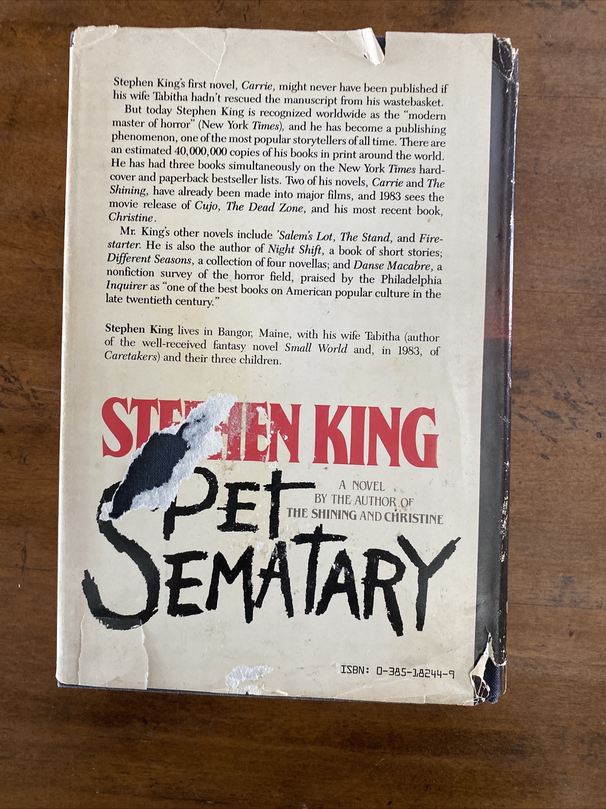 Pet Sematary ~ Stephen King~ Gutter Code:Y38 ($15.95) TRUE 1st Edition ...