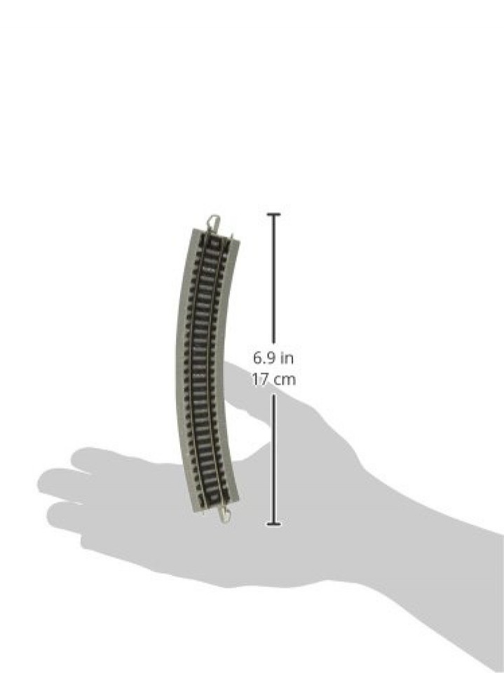 N Scale E-Z Track 11.25" Radius Curved Track 6pc Nickel Silver Grey ...