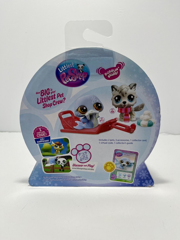 LITTLEST PET SHOP WINTER WONDERLAND SNOW GLOBE #17 Walrus #20 Wolf NIB ...