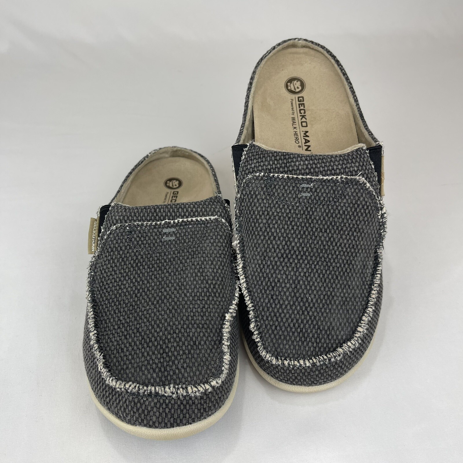 Gecko Man Walk Hero Mens Indoor Outdoor Gray Canvas House Slippers Size ...