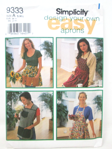 Vintage Simplicity Apron Sewing Pattern 9333 Half and Smock Style Uncut ...