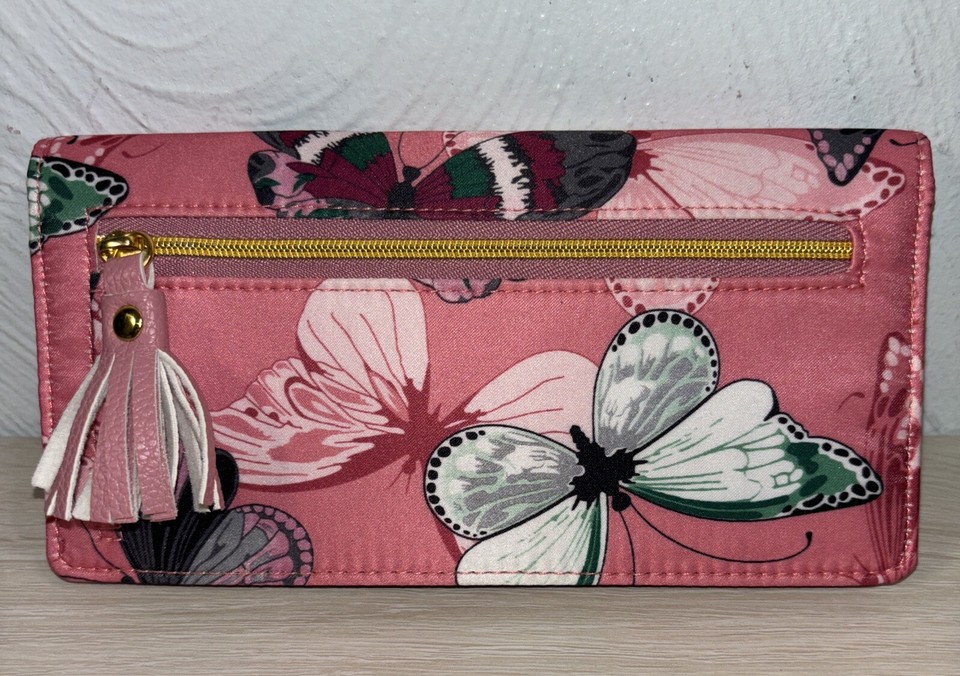 Buxton Womens Snap Closure Pink Butterfly Bifold Print Wallet | eBay