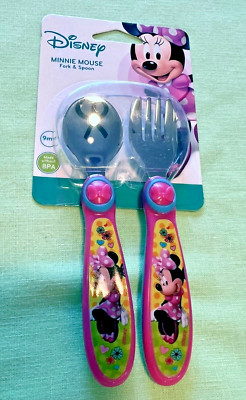 Disney Minnie Mouse Stainless Steel Spoon & Fork -First Years TOMY BPA ...