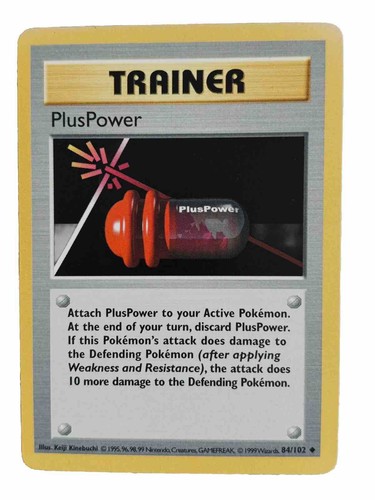 PlusPower Pokemon Trainer Card - Shadowless - Uncommon 84/102 NEVER ...