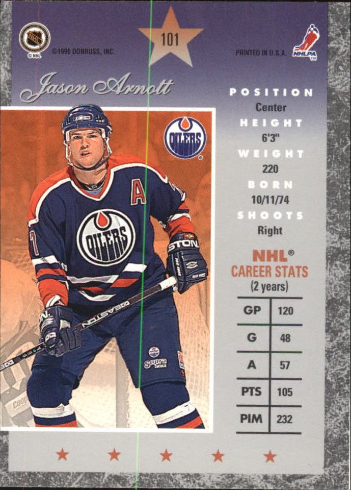 1995-96 (OILERS) Donruss Elite Die Cuts Uncut #101 Jason Arnott | eBay