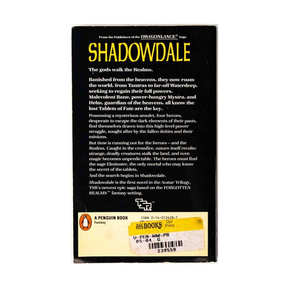 Penguin Publishing Novels & Comics Avatar Trilogy #1 - Shadowdale VG+ ...