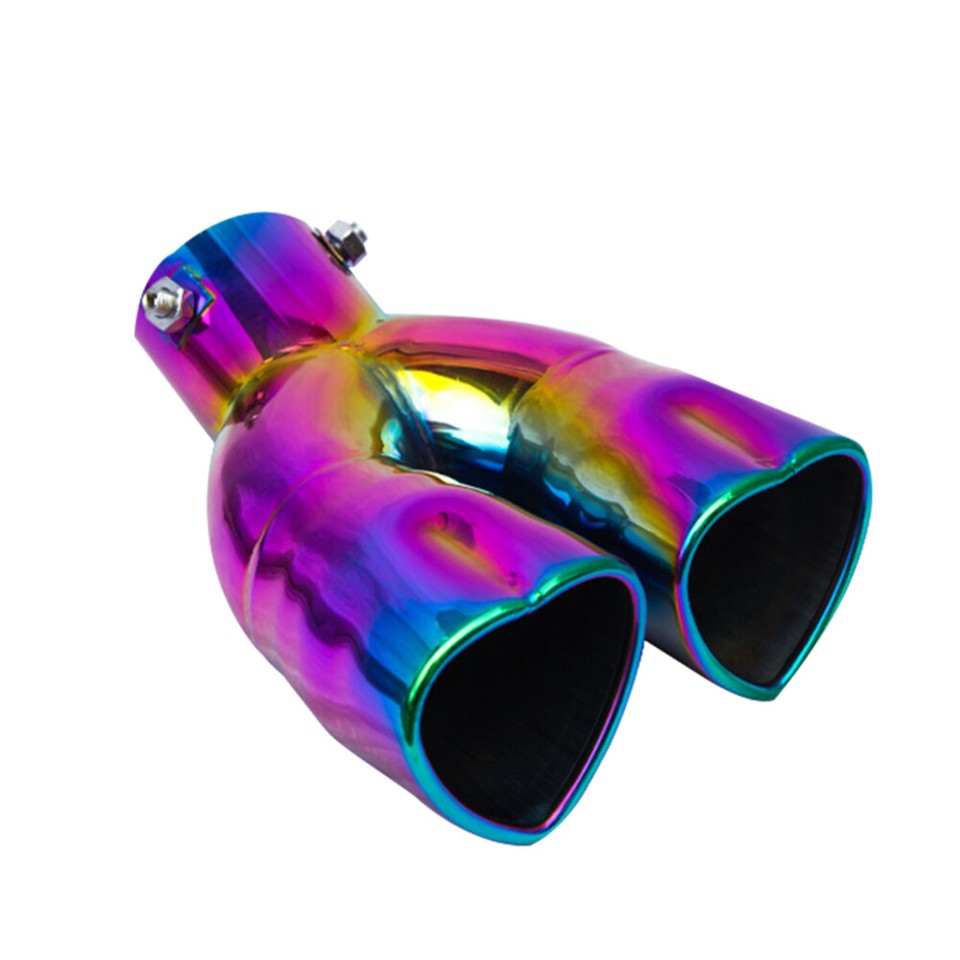 Heart Shaped Stainless Steel 63mm Car Dual Exhaust Tip Neo Tail Muffler ...