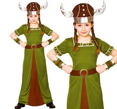 Child VIKING PRINCESS Fancy Dress Costume Nordic Girls Saxon Valkyrie 5 ...