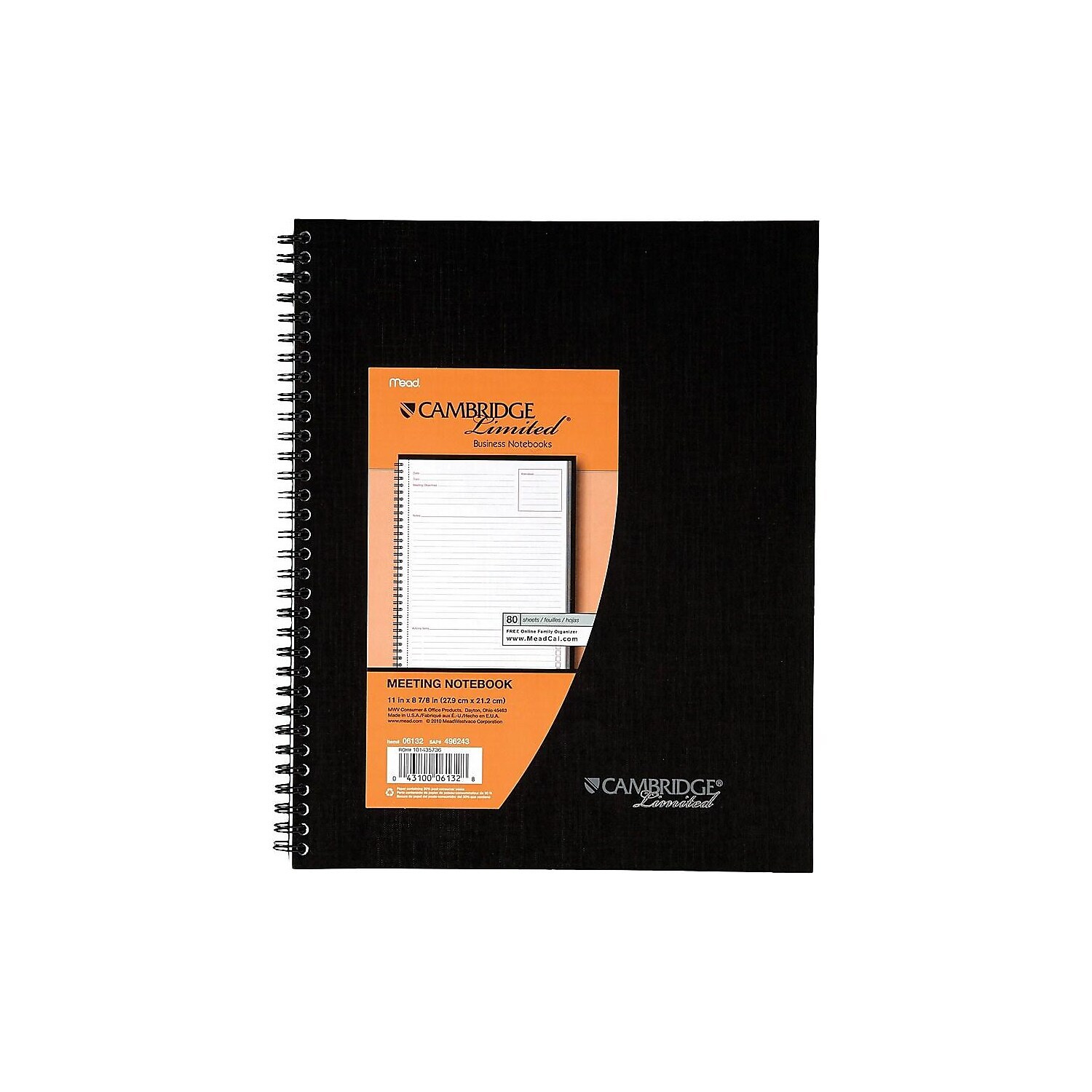 Mead Cambridge Limited Meeting Notebook 11 X 8 1/2 80 Ruled Sheets for ...