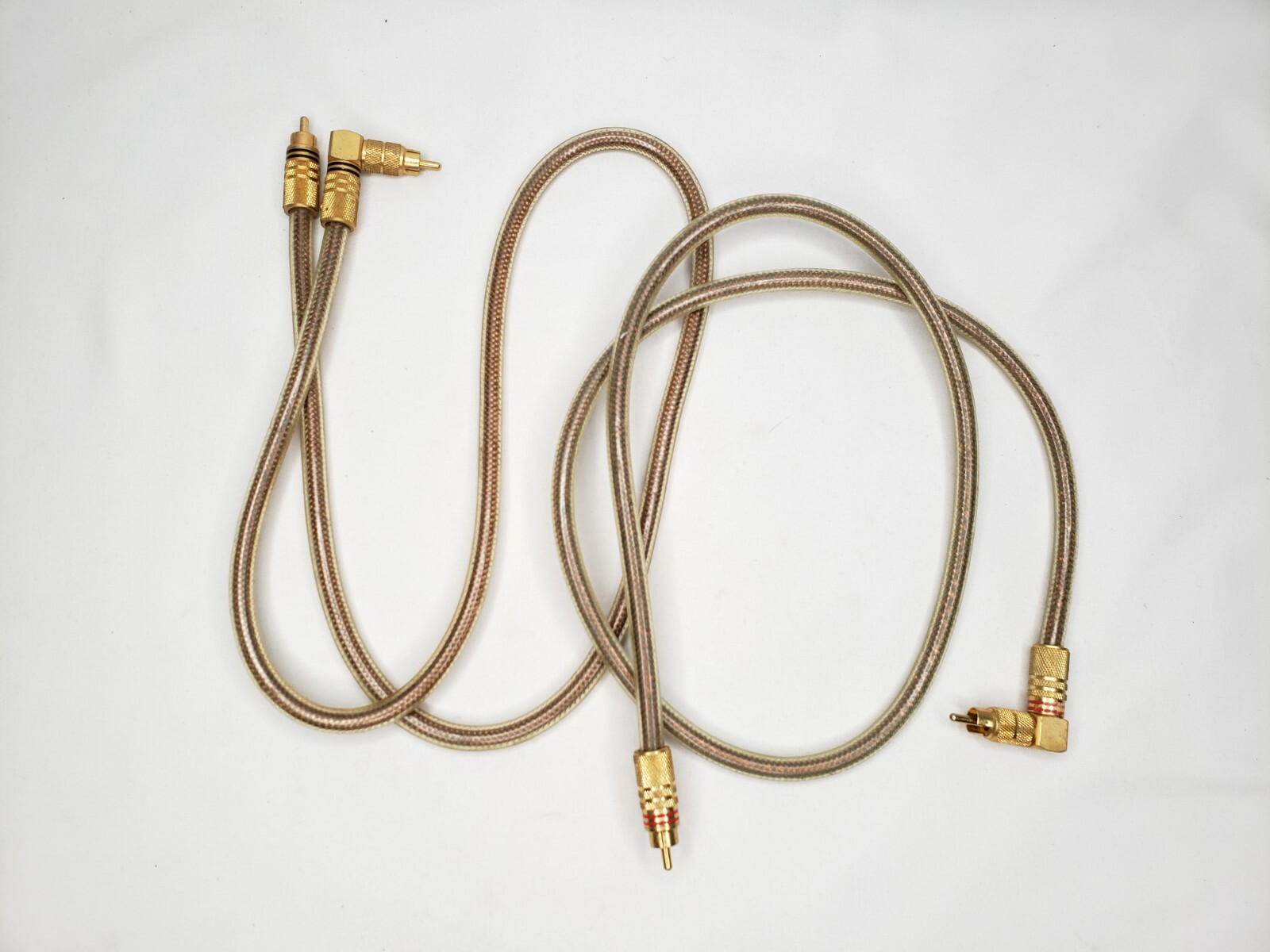 Vintage Audio Cables Gold Braided Gold Coaxial Jacks Right Angle and ...