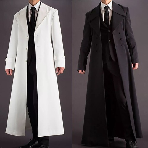 White and Black Men's Slim fit Suits Business Dinner Host Party Long ...