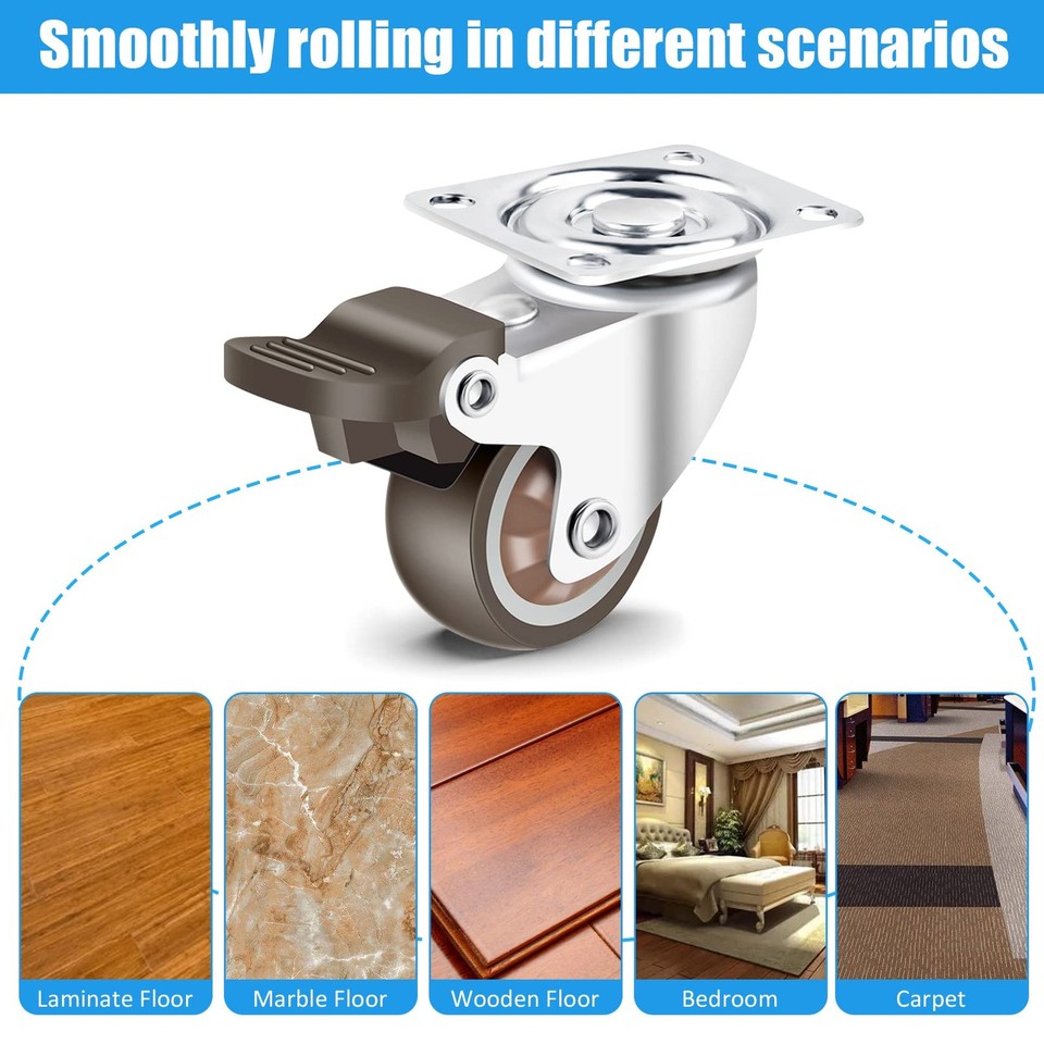 1.5 Inch Caster Wheels Castor with Brake 360 Degree Rotation Top Plate ...