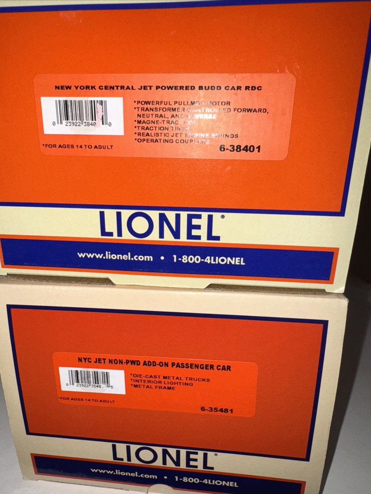 LIONEL 6-38401 NYC JET PWRD RDC BUDD CAR & NYC JET NON PWRD 6-35481 ...