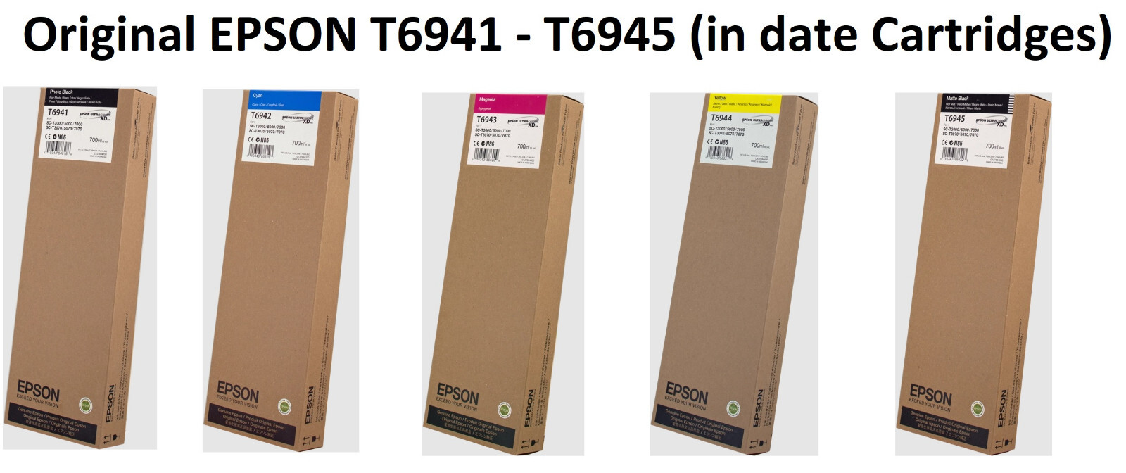 5x Original Epson T6941 T6942 T6943 T6944 T6945 Ink Cartridges ...