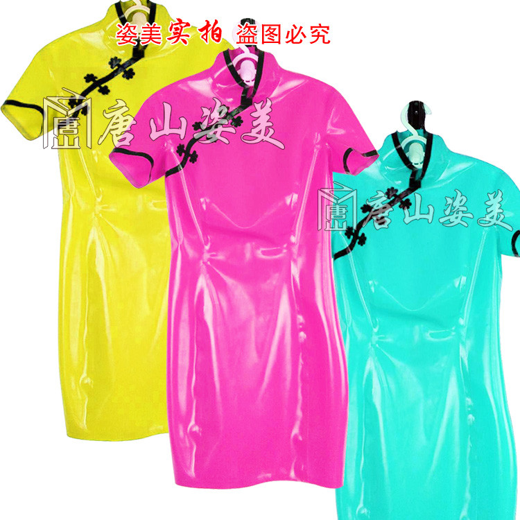 100% Latex Rubber Gummi 0.45mm Dress Skirt Catsuit Suit Cheongsam ...