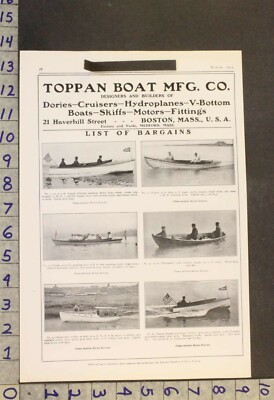 1913 NAUTICAL TOPPAN BOAT SHIP DORY CRUISER RUNABOUT SPORTSMAN HYDRO ...