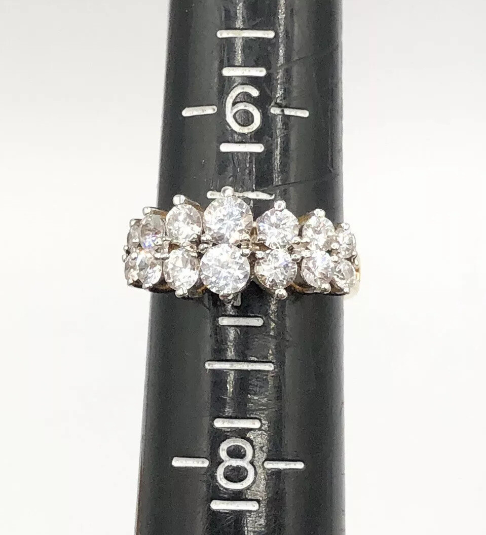 Vintage Seta 18k HGE Gold CZ Rhinestone Ring Size 7 - Gem