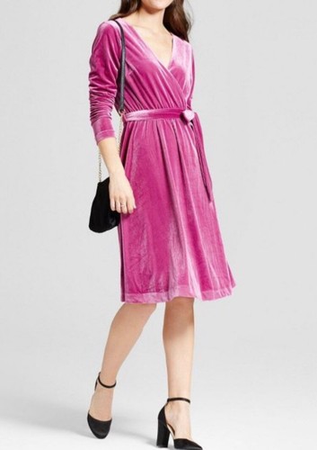 NWOT MOSSIMO Women's long-sleeve velour wrap-dress Plum/Berry XS | eBay