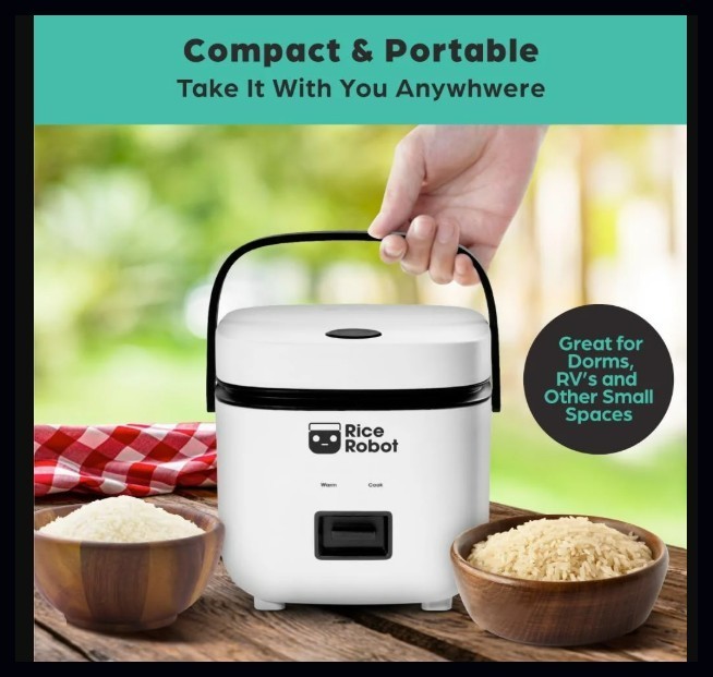 Rice Robot Personal Rice Cooker, PFAS-free, Nonstick. 1 Quart Capacity ...