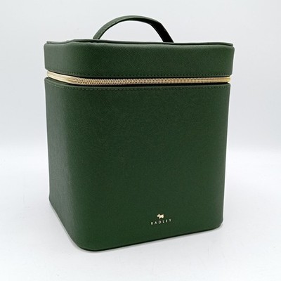 Radley Vanity Box Green Zip Top Internal Divider Top Handle Empty FLT ...