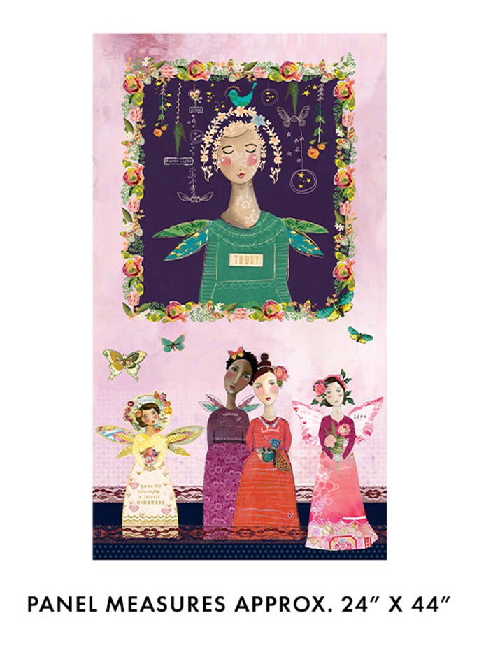 INSPIRED HEART Fabric PANEL ~ Kelly Rae Roberts for Benartex ~ Mixed ...