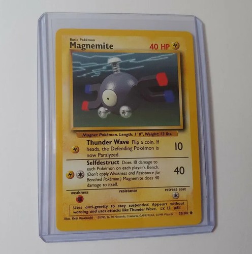Pokémon Card Magnemite 53/102 Base Set Unlimited Vintage WOTC NM-Mint ...