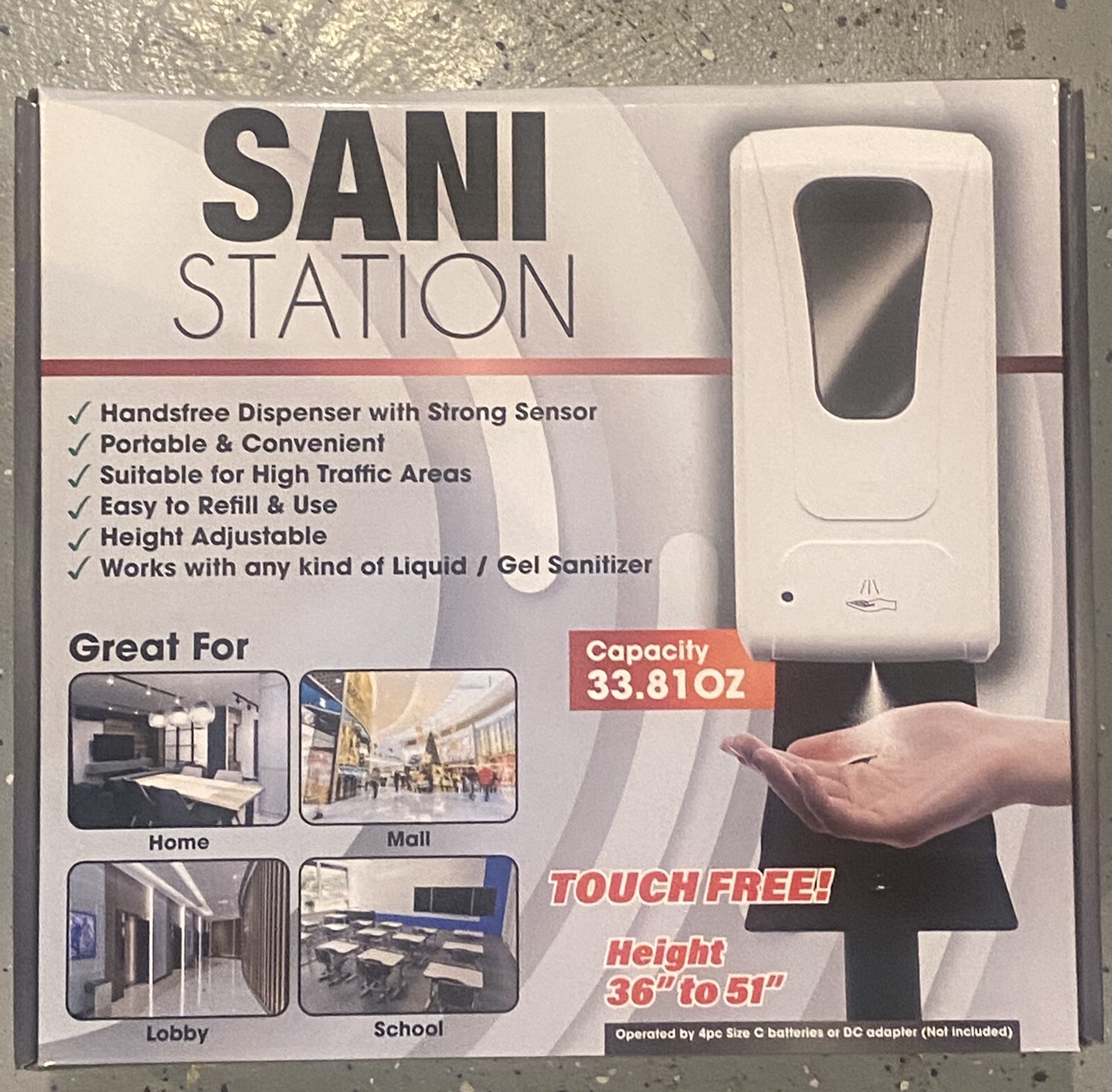 2 Touch Free Automatic Sani Station Adjustable Stand Large Capacity (2 ...