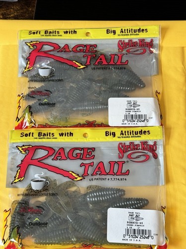 Lot Of 2 Strike King Rage Tail Baby Bug 3” Green Pumpkin | eBay