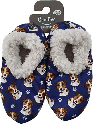 Comfies Womens Jack Russell Dog Slippers - Sherpa Lined Animal Print ...