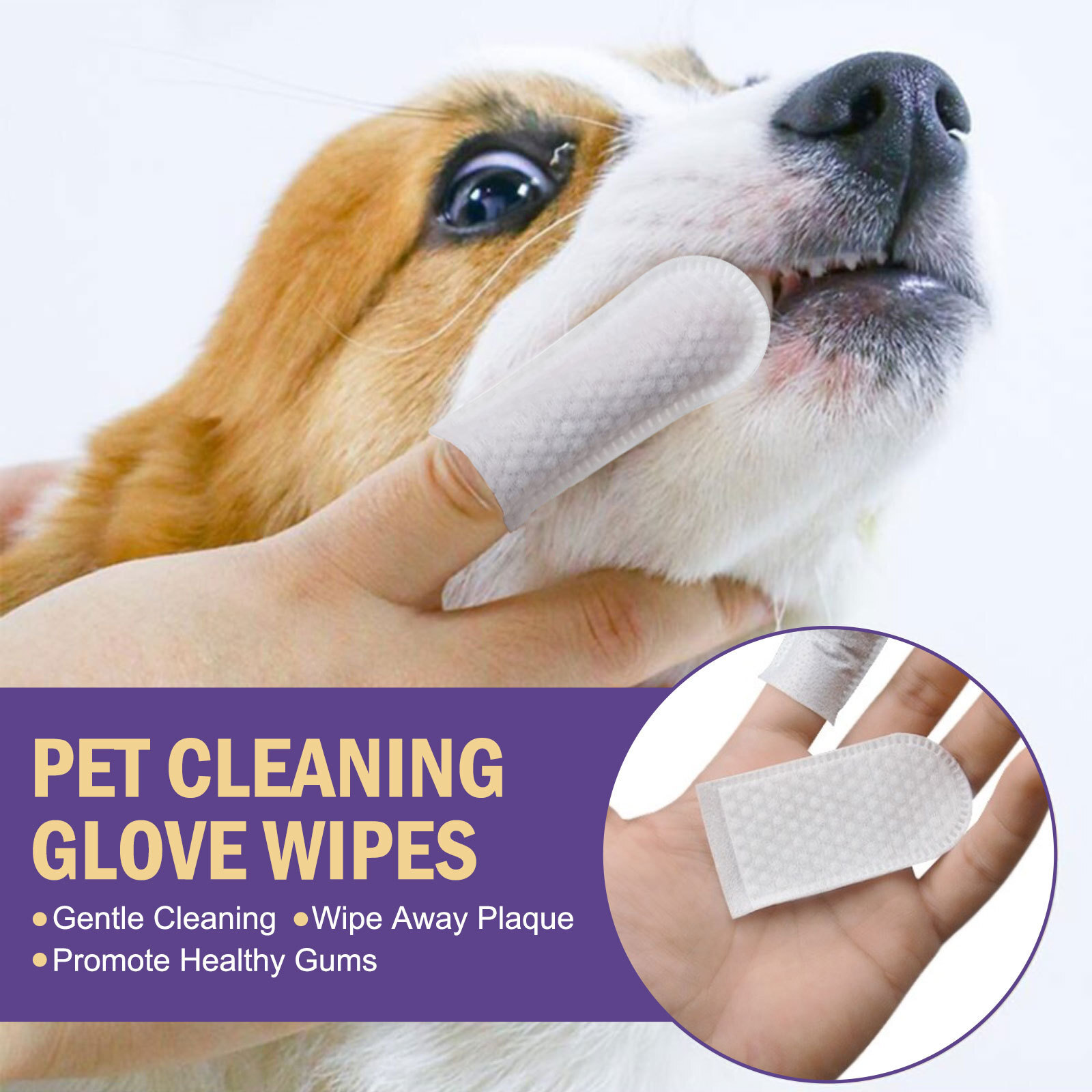 50Pcs Pet Dental Finger Wipes Cleaning Tooth Deodorant Oral Care for ...