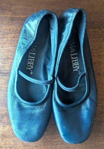 Sam & Libby Ballet Flats. Navy Blue Leather, Elastic Strap, Size 6 ...