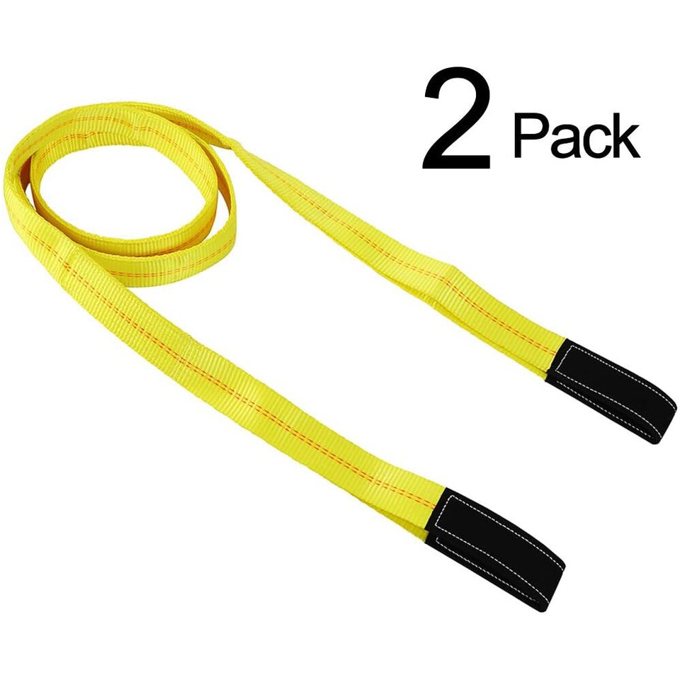 2-Pack Heavy Duty Lifting Slings Web Sling Tree Saver Recovery Strap ...